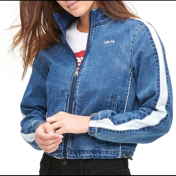 Levi's | Jackets & Coats | Levis Cropped Denim Bomber Jacket | Poshmark